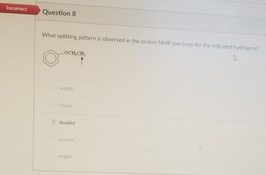 Solved What splitting pattern is observed in the proton NMR | Chegg.com