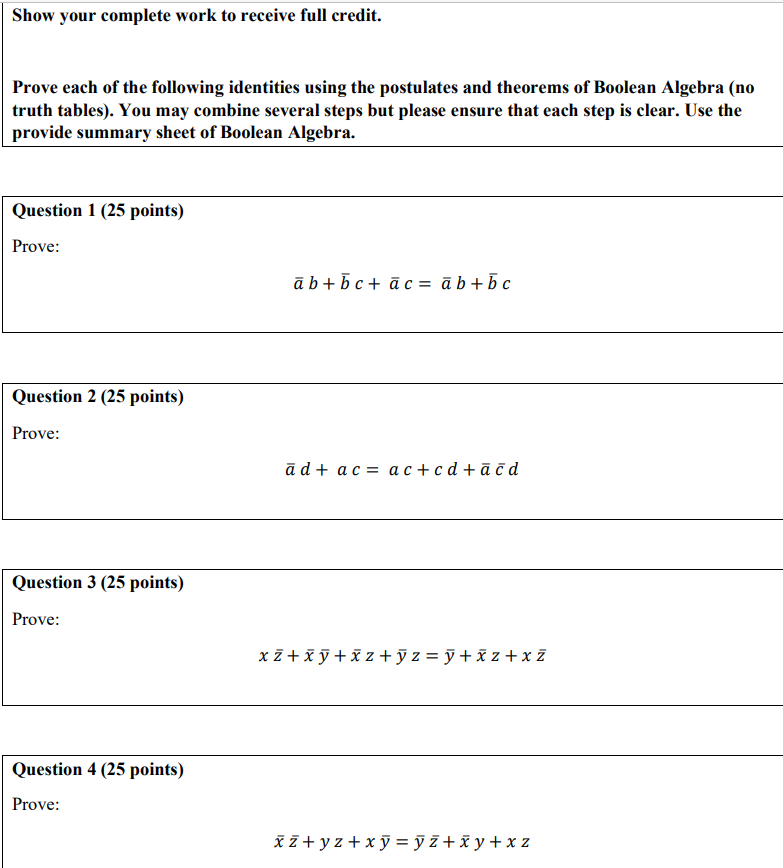 Solved Prove each of the following identities using the | Chegg.com