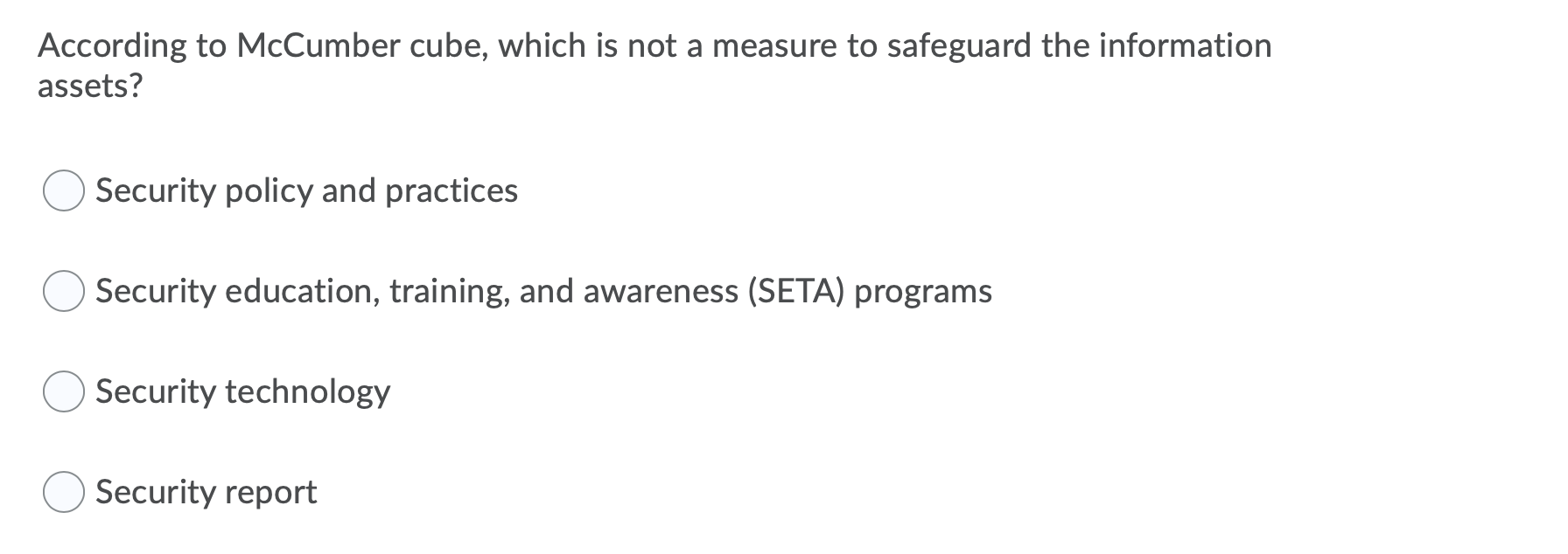 Solved According to McCumber cube, which is not a measure to | Chegg.com