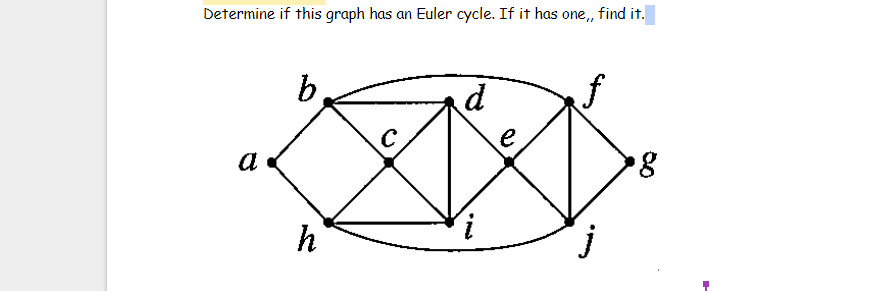Solved Determine if this graph has an Euler cycle. If it has | Chegg.com