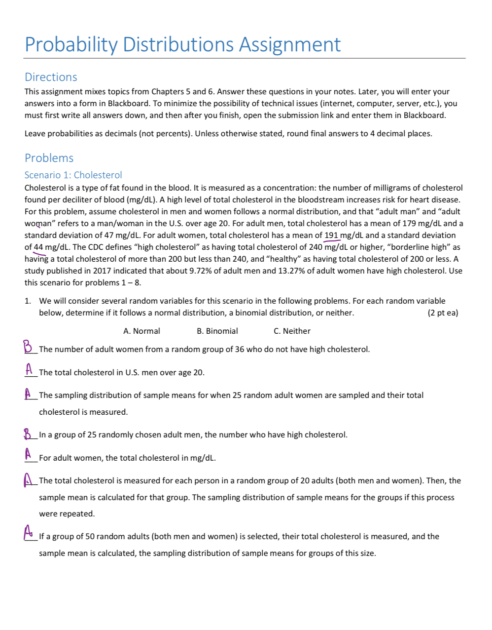 Solved Probability Distributions Assignment An adult woman | Chegg.com