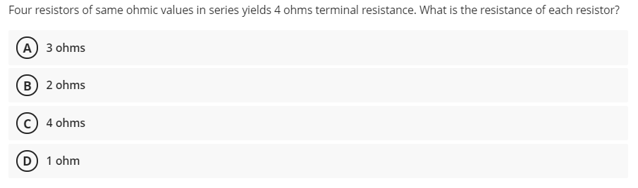 Solved Four resistors of same ohmic values in parallel | Chegg.com