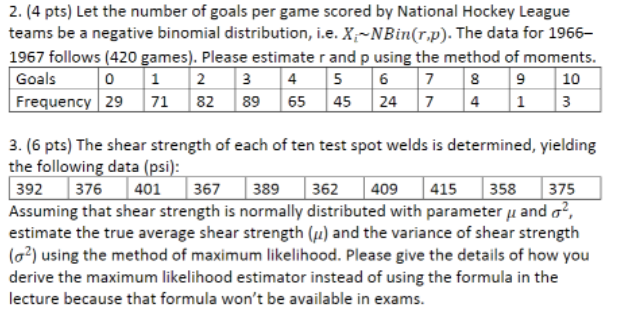 Solved 2. (4 pts) Let the number of goals per game scored by | Chegg.com