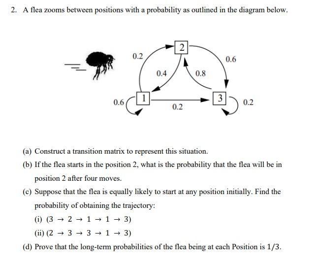 Solved 2. A flea zooms between positions with a probability | Chegg.com