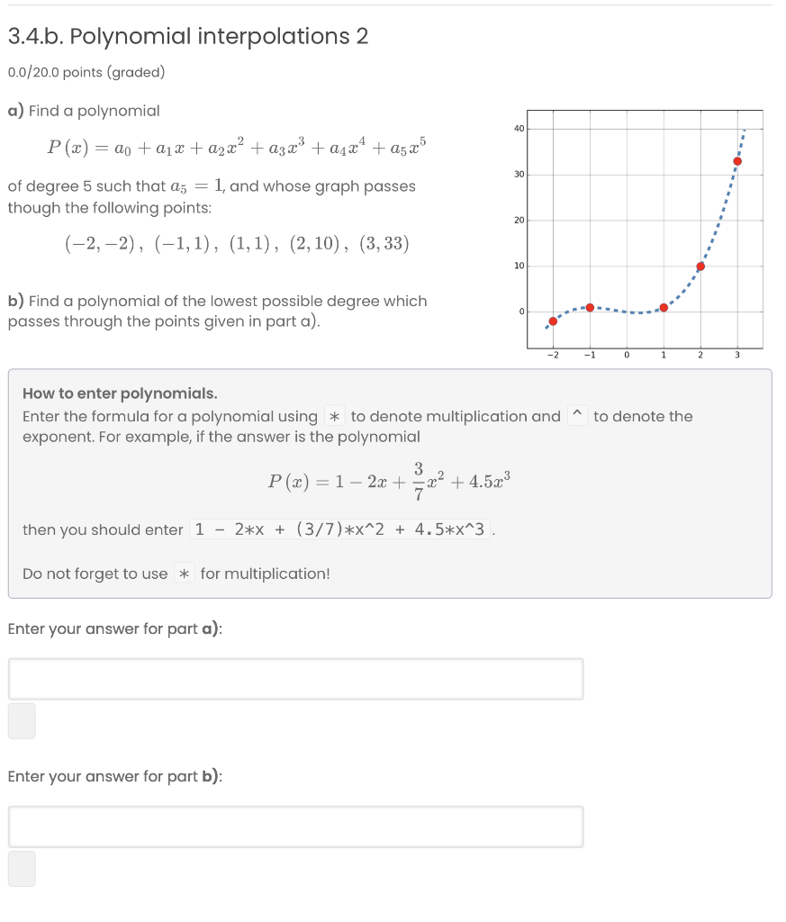 Solved 3.4.a. Computing polynomial interpolations 1 0.0/20.0 | Chegg.com