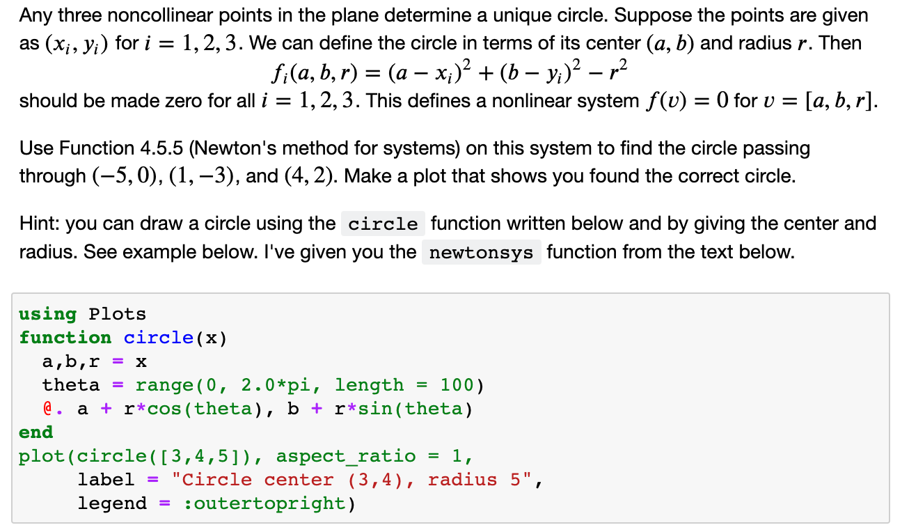 Solved Any three noncollinear points in the plane determine | Chegg.com