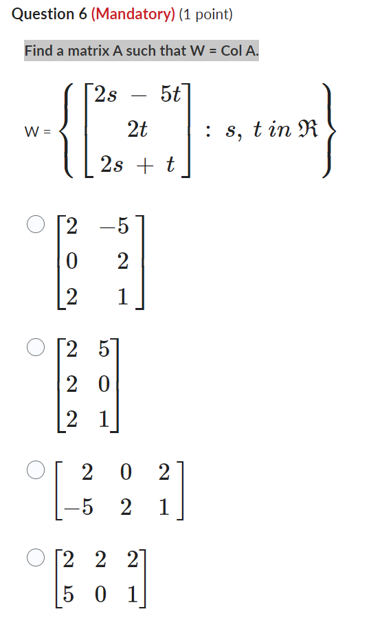 Solved Find a matrix \\( A \\) such that \\( | Chegg.com