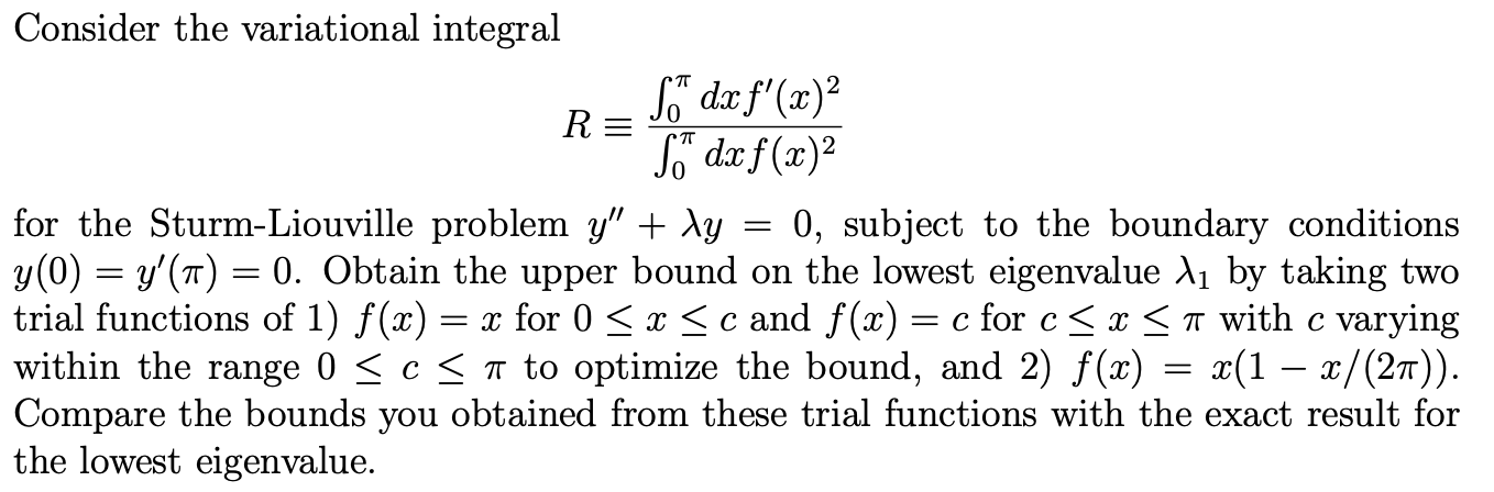 Solved R Consider The Variational Integral Som Dx F X 2