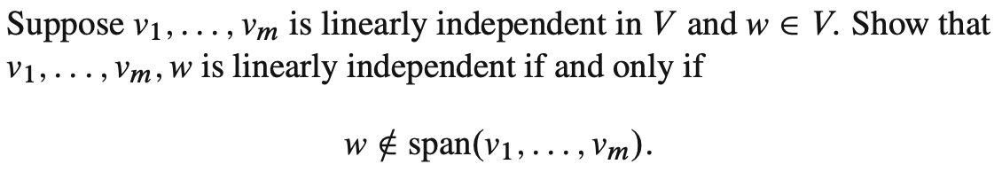 Solved Suppose v1,…,vm is linearly independent in V and w∈V. | Chegg.com