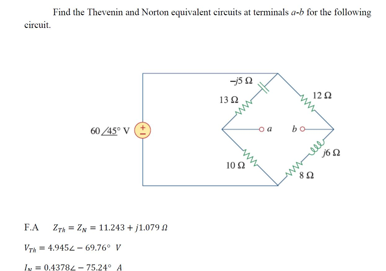 Solved Find the Thevenin and Norton equivalent circuits at | Chegg.com