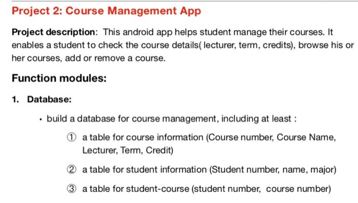 Solved Project 2: Course Management App Project description: | Chegg.com