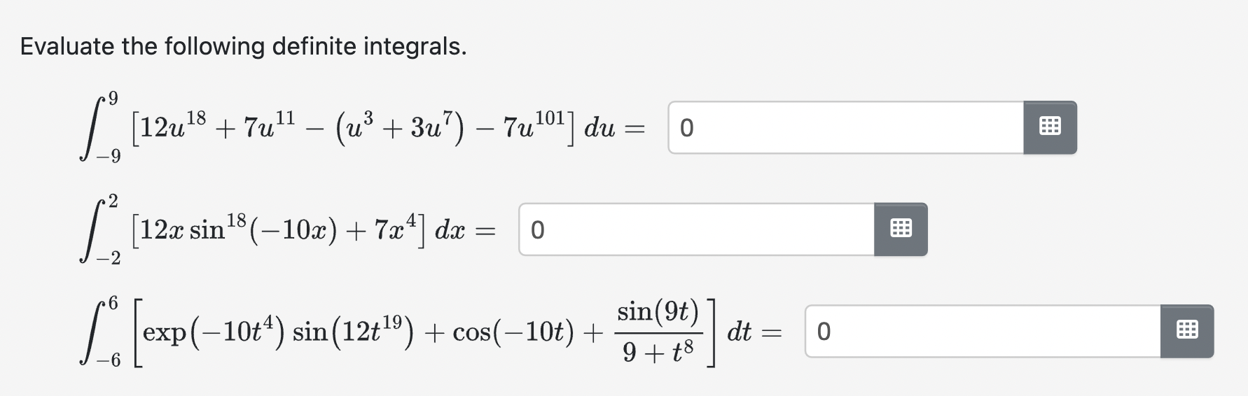 Solved Evaluate the following definite integrals. | Chegg.com