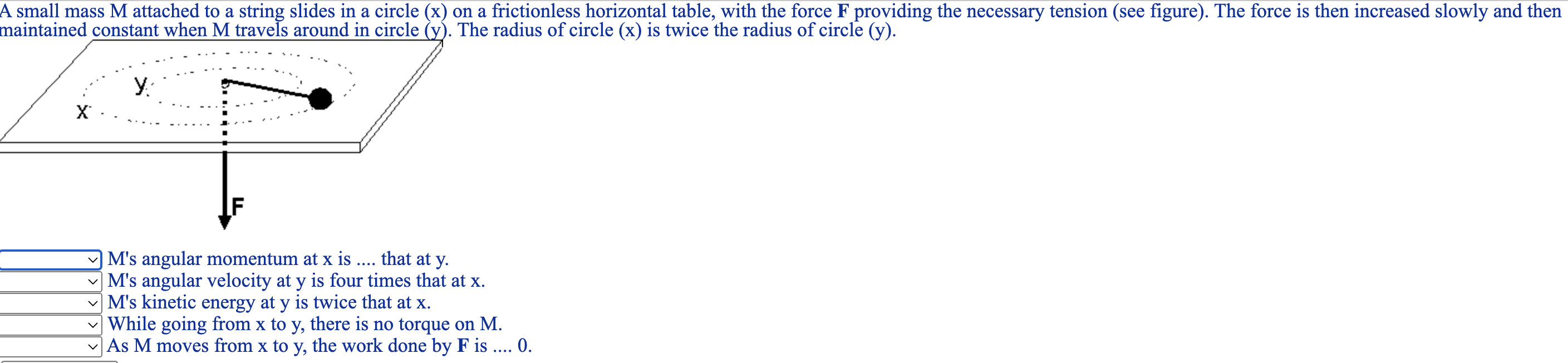 Solved A small mass M ﻿attached to a string slides in a | Chegg.com