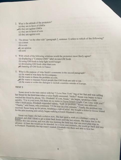 Solved Reading comprehension (25 questions) Directions: In | Chegg.com