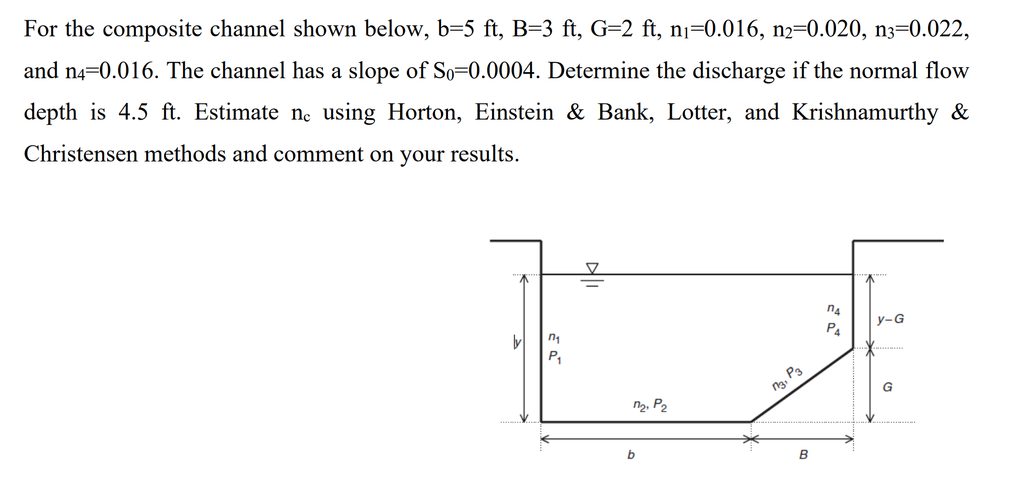 Solved For the composite channel shown below, b=5 ft, B=3 | Chegg.com