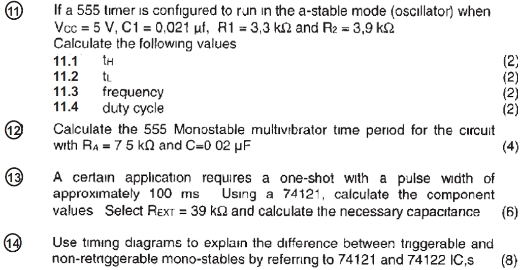 Solved If a 555 timer is configured to run in the a-stable | Chegg.com