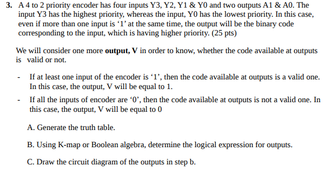 Solved A 4 to 2 priority encoder has four inputs Y3, Y2, Y1 | Chegg.com