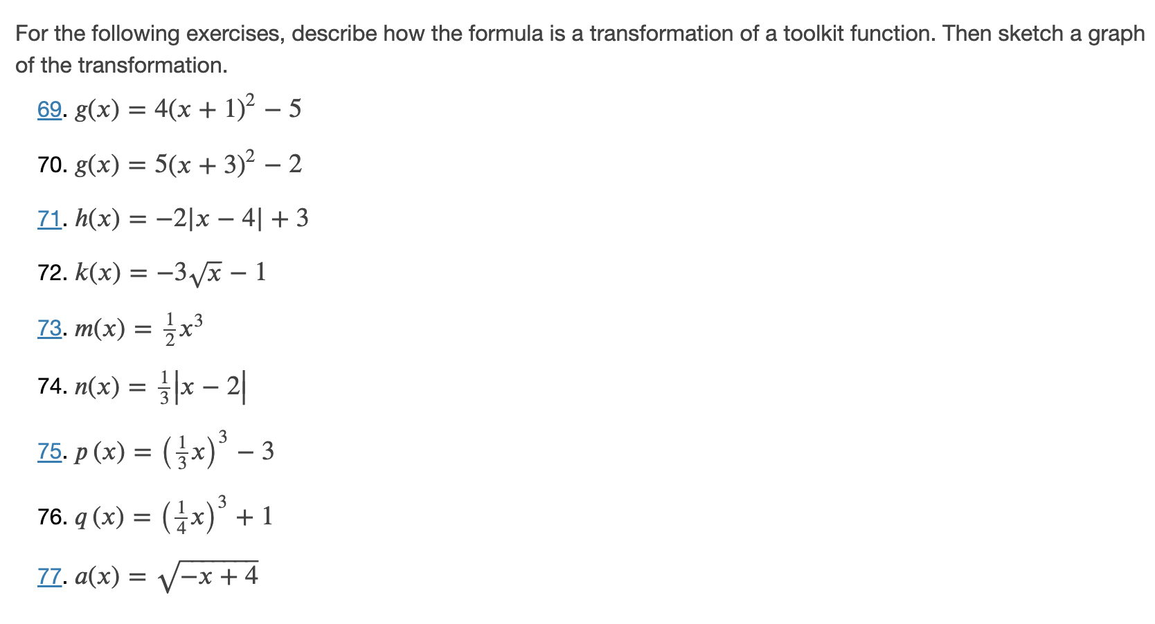 For the following exercises, describe how the formula | Chegg.com
