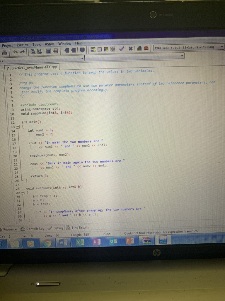 Solved Project Execute Tools AStyle Window Help 456 TDM-GCC | Chegg.com