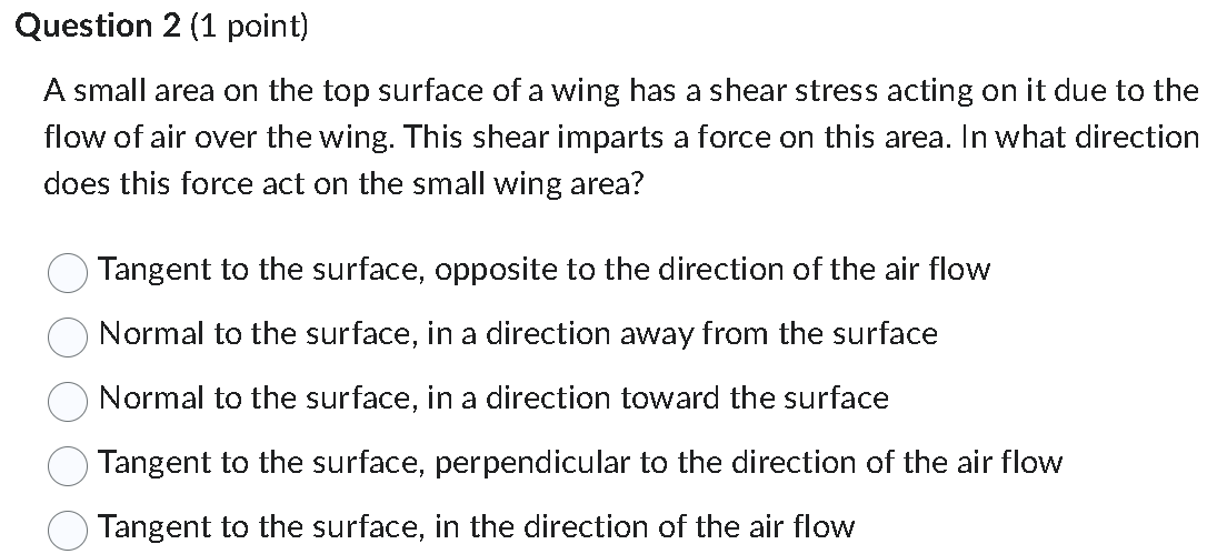 Question 2 (1 ﻿point)A small area on the top surface | Chegg.com