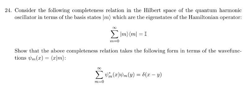 Solved Consider the following completeness relation in the | Chegg.com