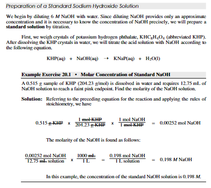 Solved Preparation of a Standard Sodium Hydroxide Solution | Chegg.com