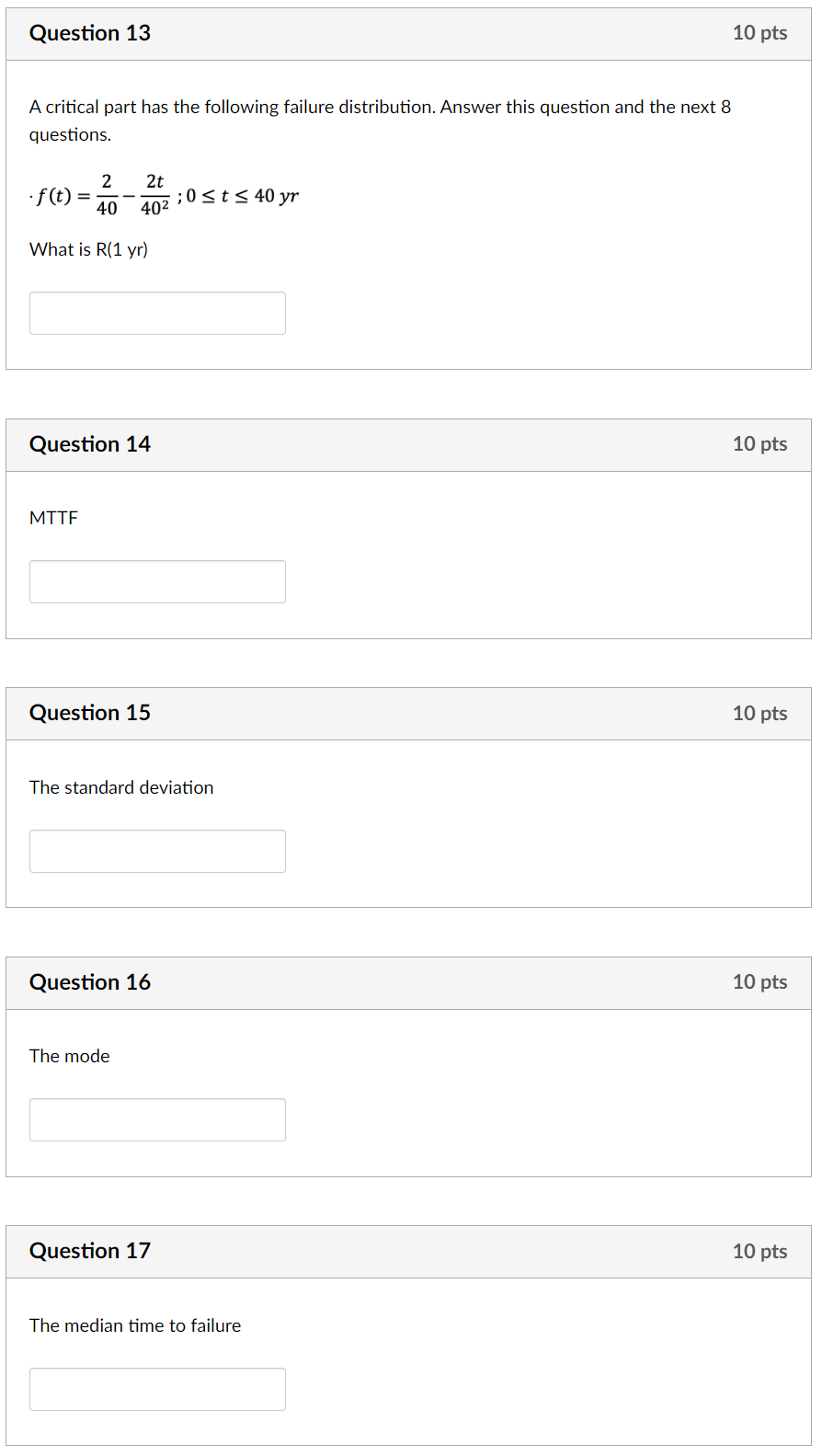 Solved A critical part has the following failure | Chegg.com