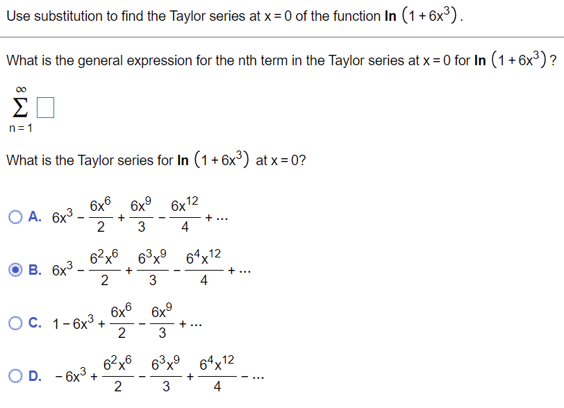 Solved Use substitution to find the Taylor series at x = 0 | Chegg.com