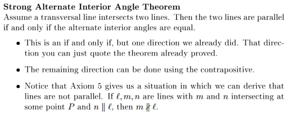 Solved Strong Alternate Interior Angle Theorem Assume a | Chegg.com
