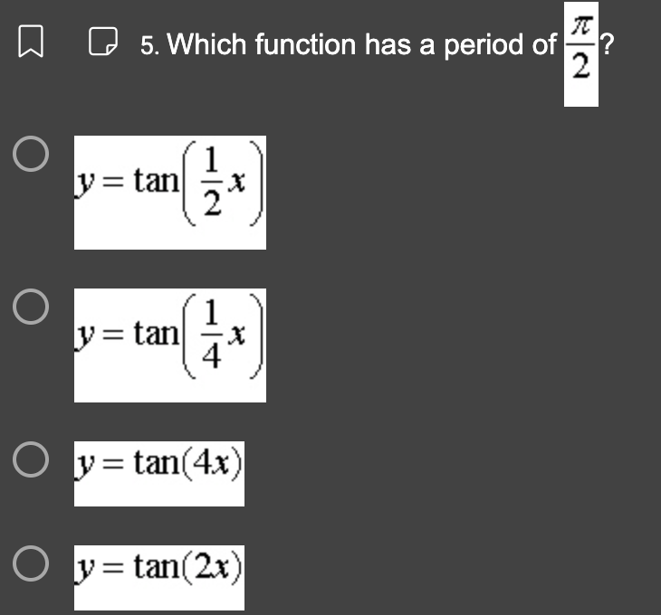 Solved Which function has a period of | Chegg.com