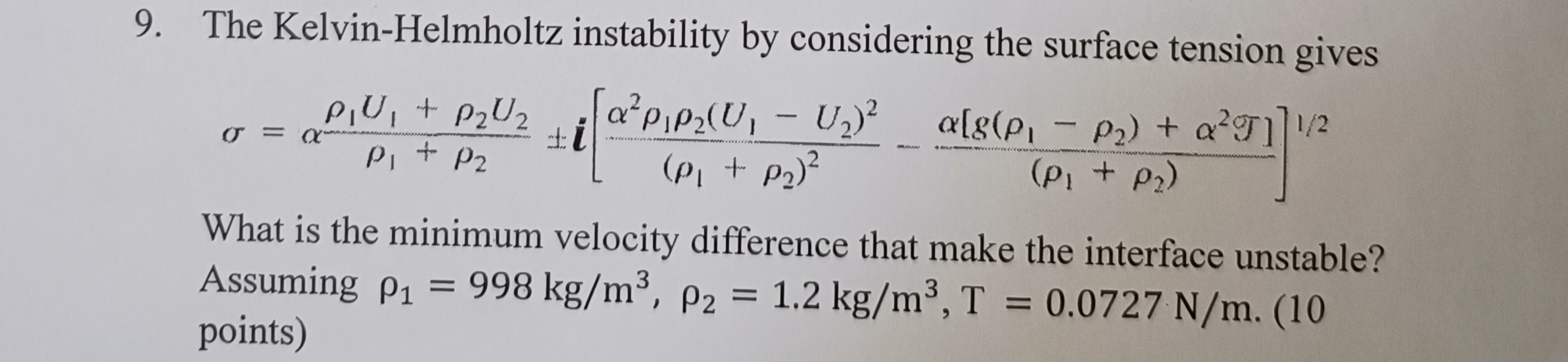 Solved The Kelvin-Helmholtz instability by considering the | Chegg.com