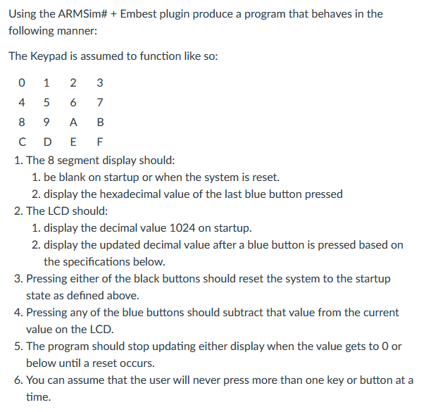 Solved Using the ARMSim# + Embest plugin produce a program | Chegg.com