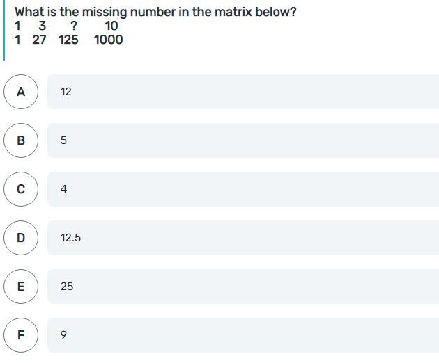 Solved What Is The Missing Number In The Matrix Below 1 3 Chegg