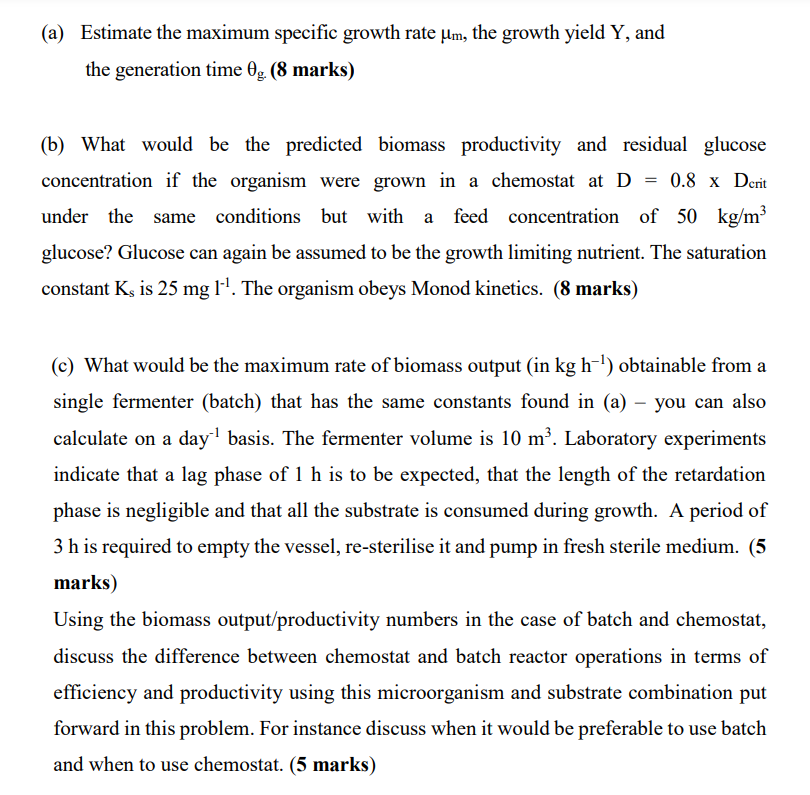 Solved Batch growth data for an E. coli culture grown | Chegg.com