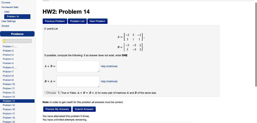 Solved If possible, compute the following. If an answer does | Chegg.com