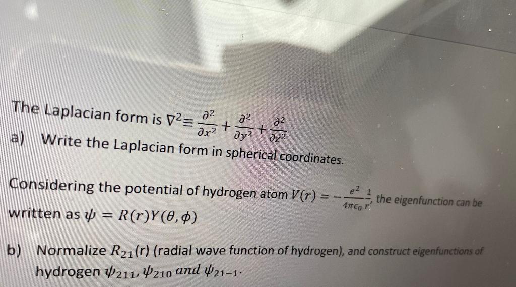 Solved The Laplacian form is v2= a) Write the Laplacian form | Chegg.com