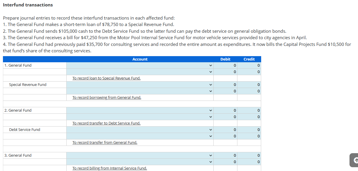 Solved Interfund transactions Prepare journal entries to | Chegg.com