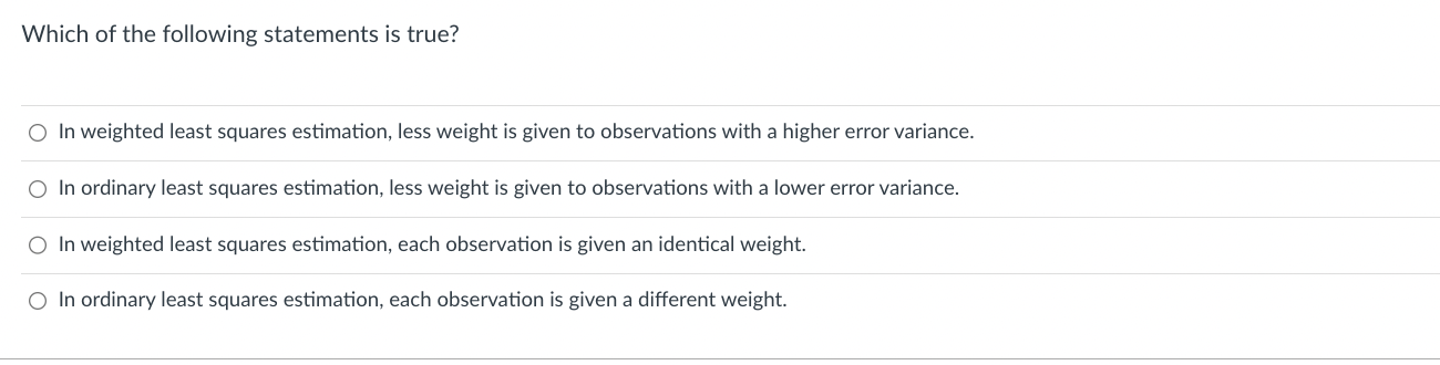 Solved Which of the following statements is true? In | Chegg.com