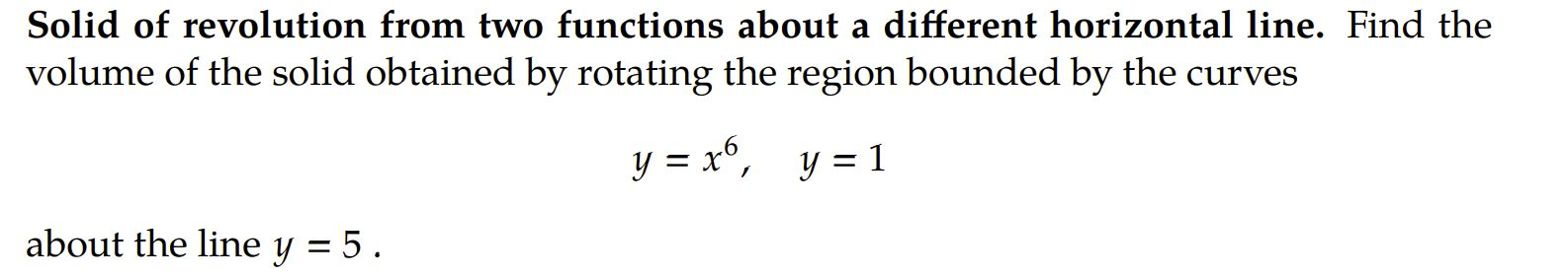 Solved Solid of revolution from two functions about a | Chegg.com