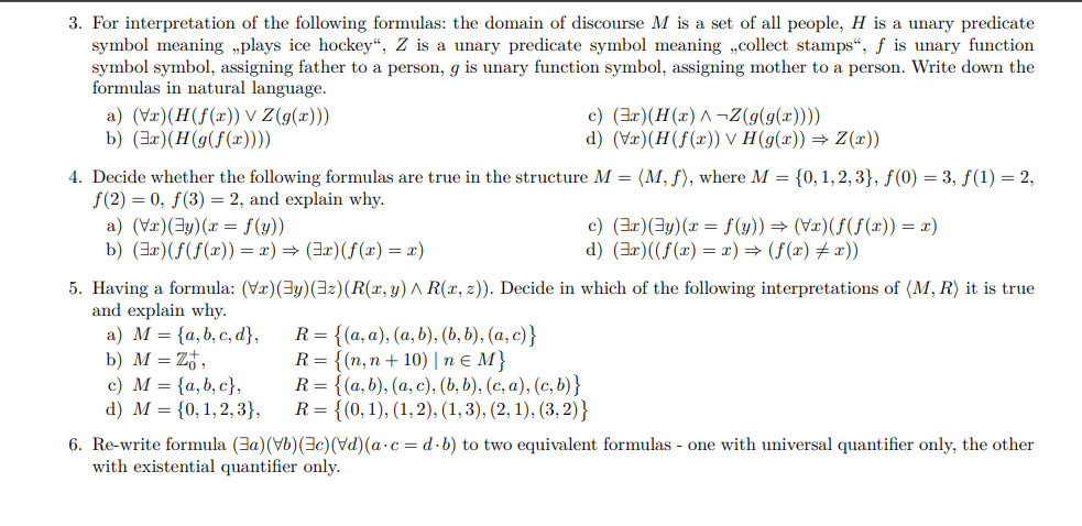 Solved 3. For interpretation of the following formulas: the | Chegg.com