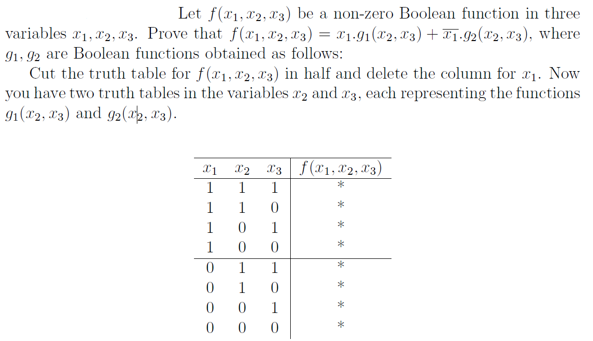 Let F X1 X2 X3 Be A Non Zero Boolean Function In