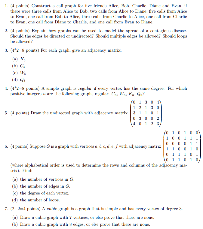 Solved 1. (4 points) Construct a call graph for five friends | Chegg.com