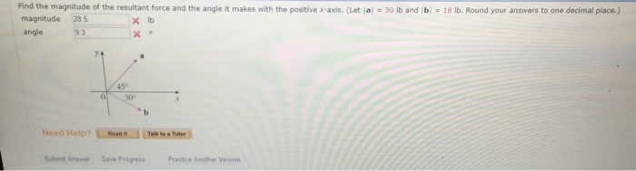 Solved Find The Magnitude Of The Resultant Force And The