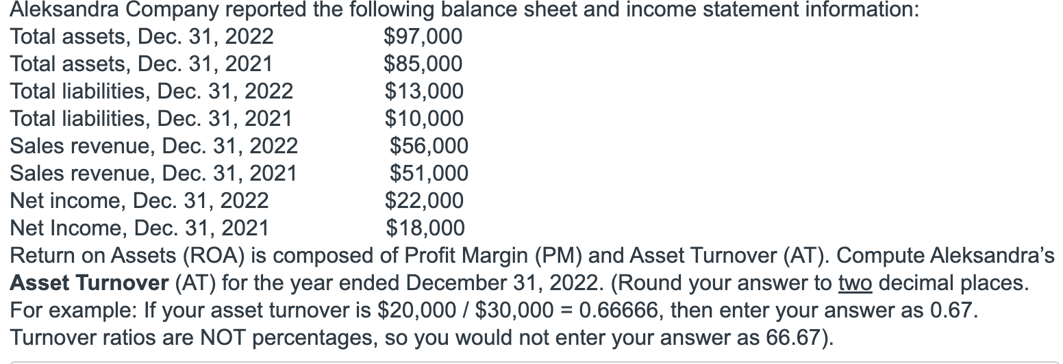 Solved Return on Assets (ROA) is composed of Profit Margin | Chegg.com