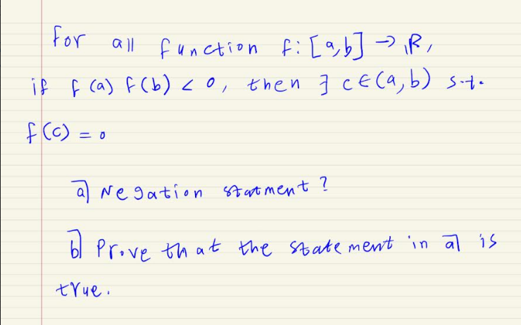Solved For all function f:[a,b]→R, if f(a)f(b)