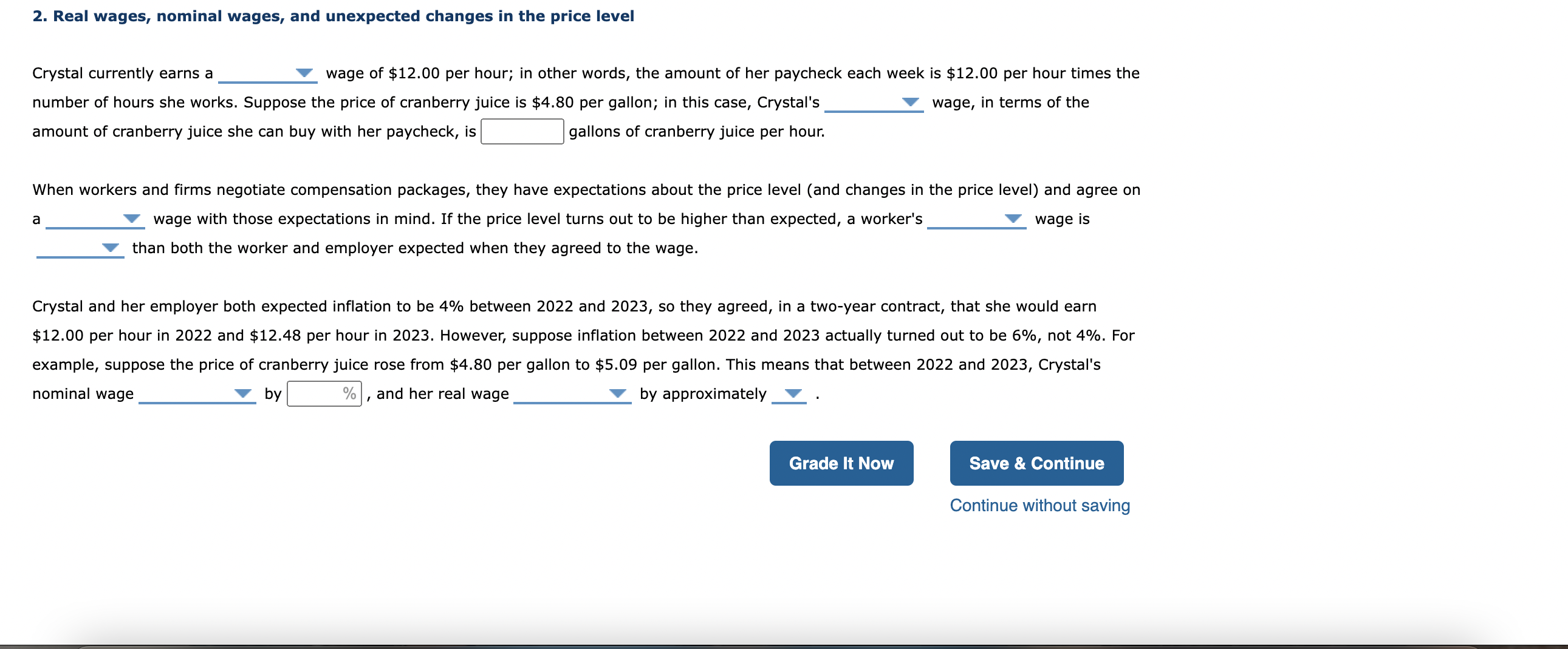Solved Real wages, nominal wages, and unexpected changes in | Chegg.com