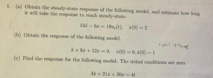 Solved 1. (a) Obtain the steady-state response of the | Chegg.com