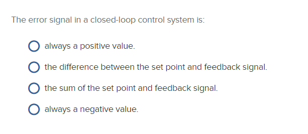 Solved The error signal in a closed-loop control system is: | Chegg.com