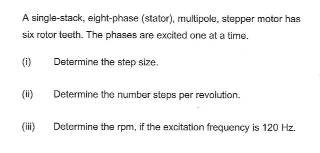 Solved A single-stack, eight-phase (stator), multipole, | Chegg.com