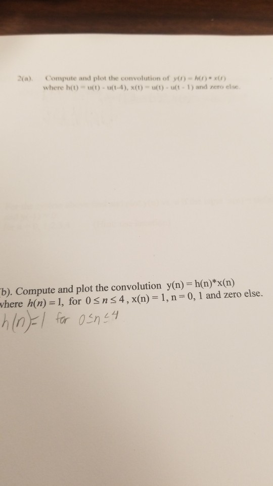 Solved 2(a). Compute and plot the convolution of ytryh)x | Chegg.com